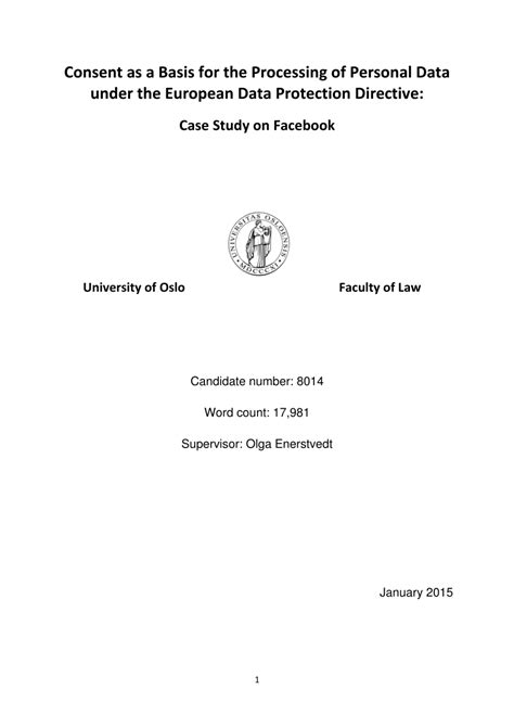 Pdf Consent As A Basis For The Processing Of Personal Data Under The
