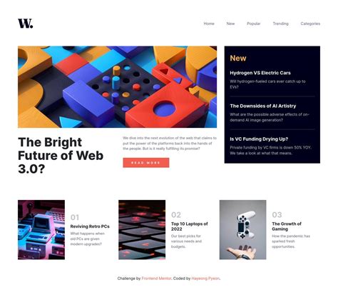Frontend Mentor Responsive News Homepage Using Html Css And