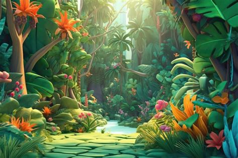 Fondo De Naturaleza De Dibujos Animados Foto Premium