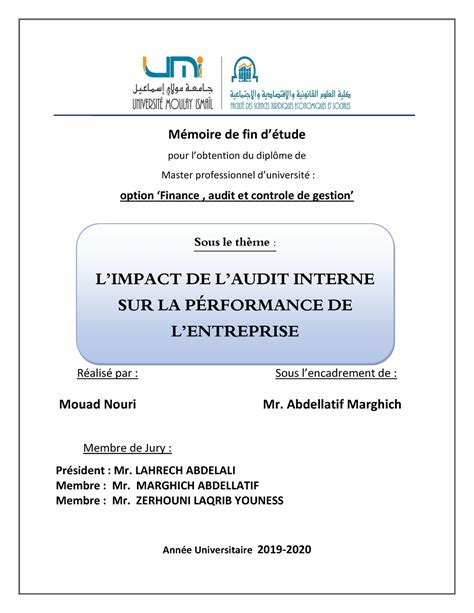 L Impact DE L Audit Interne SUR LA Pérformance DE L Entreprise