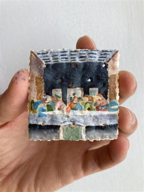 Christ On A Cracker The Last Supper Oil On Saltine Chewedcorn On