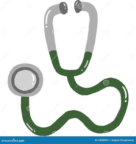 Cute Green Medical Stethoscope Vector Stock Image Illustration Of