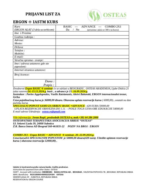 Prijavni Ergon 2024 Basic Advance Combo 2024 Pdf