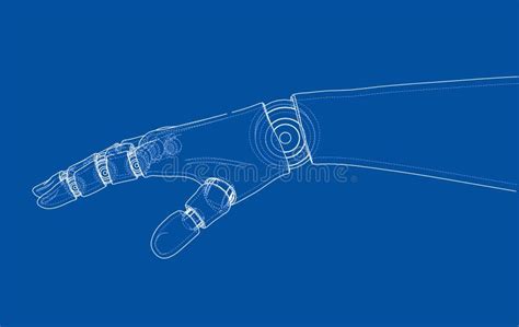 Robot Hand Outline Vector Rendering Of 3d Stock Vector Illustration