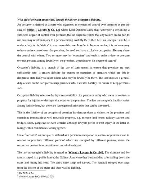 Tort Law Pdf Duty Of Care Legal Liability