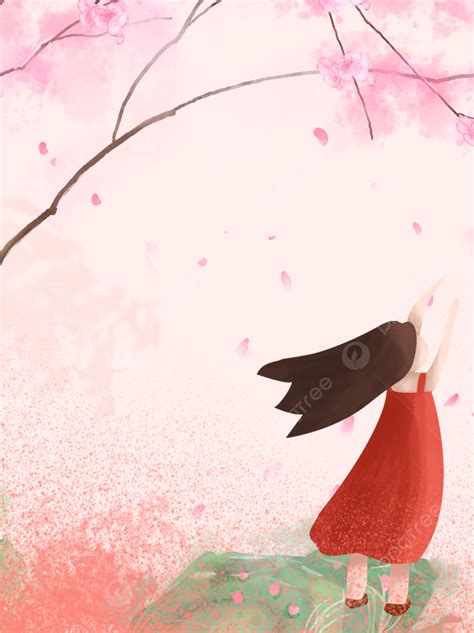 24 태양 조건 봄 춘분 그림 봄 스테핑 소녀 신선한 배경 일러스트 및 사진 무료 다운로드 Pngtree