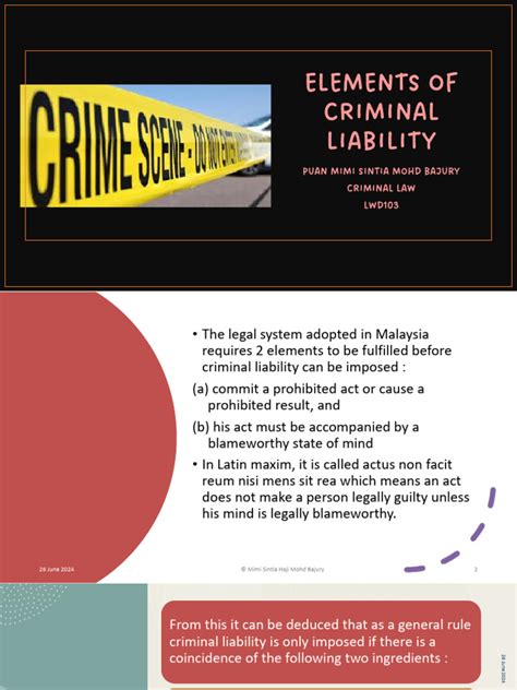 Elements Of Criminal Liability Pdf Criminal Law Mens Rea