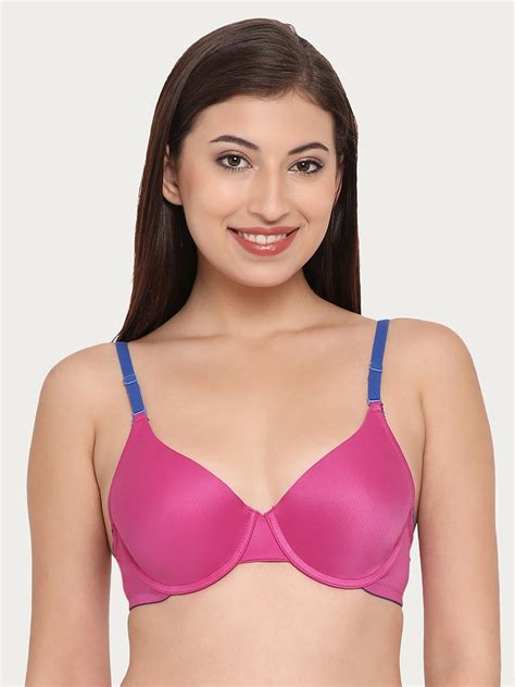 Buy Clovia Pink Solid Underwired Heavily Padded Push Up Bra