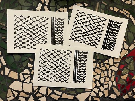 Palestinian Keffiyeh Print Handmade Block Print 5x7 Unframed Etsy