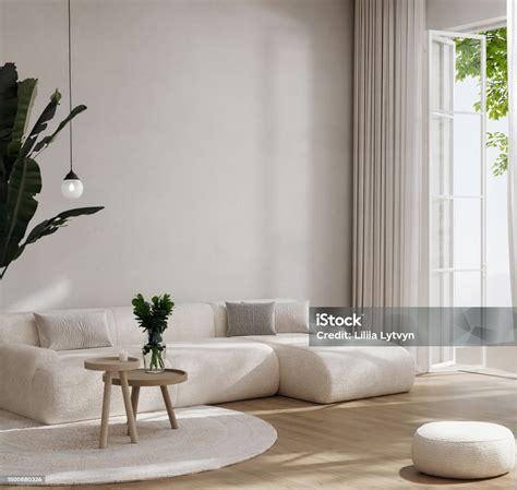 하얀 소파와 커피 테이블이 있는 집 거실 인테리어 하얀 벽에 햇빛 3d 렌더링 거실에 대한 스톡 사진 및 기타 이미지 거실 소파 모던 양식 Istock