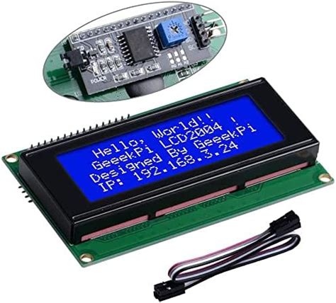 GeeekPi LCD 2004 Module With I2C Interface Adapter Blue Backlight 2004
