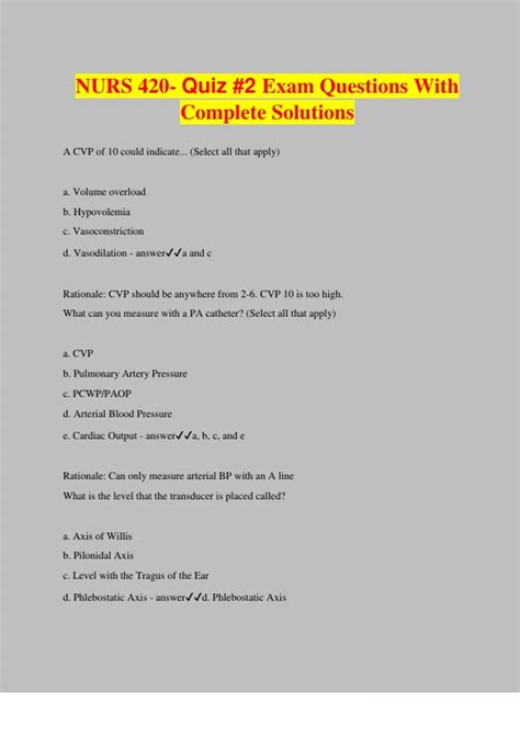 Nurs 420 Quiz 2 Exam Questions With Complete Solutions Nurs 420 Stuvia Us