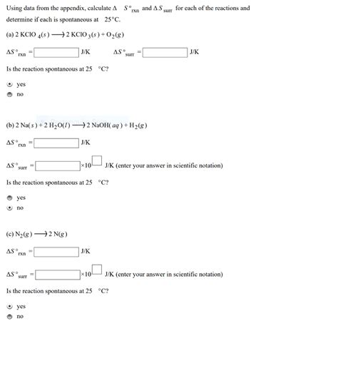 solved using data from the appendix calculate delta s