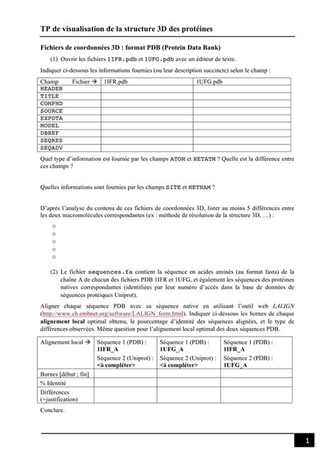 Tp De Visualisation De La Structure D Des Prot Ines