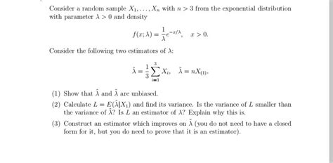 solved consider a random sample x1 xn with n 3 from