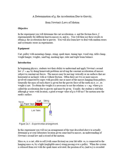 Acceleration Due To Gravity Revised 2013 Pdf Force Science