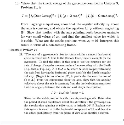 Solved Show That The Kinetic Energy Of The Gyroscope