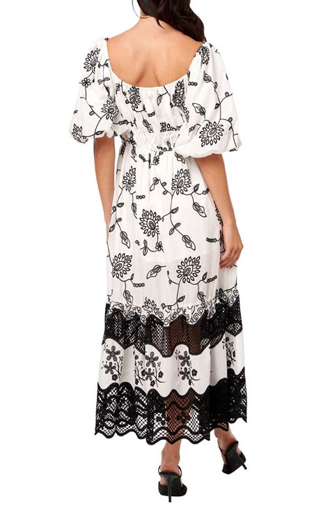 Ciebon Serbita Embroidered Floral Puff Sleeve Cotton Dress Nordstrom