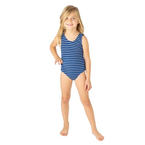 Navy Stripe Girls Crinkle One Piece Swimsuit 2t 14 Shade Critters