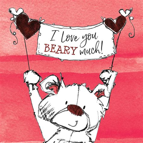 I Love You Beary Much Scribble Bear Valentines Greeting Card Cards