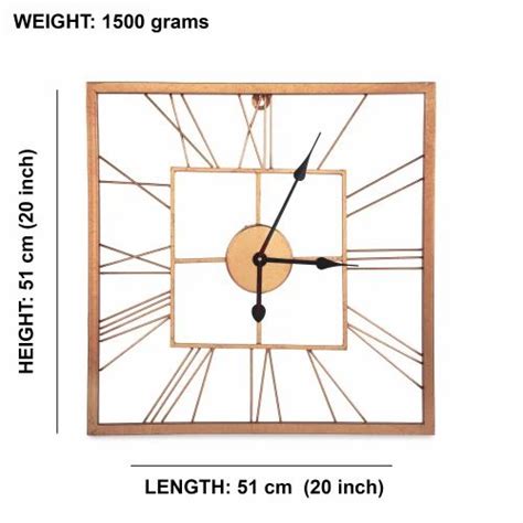 Medieval Edge Festival Square Metal 20 Inch Wall Clock Gold At Rs