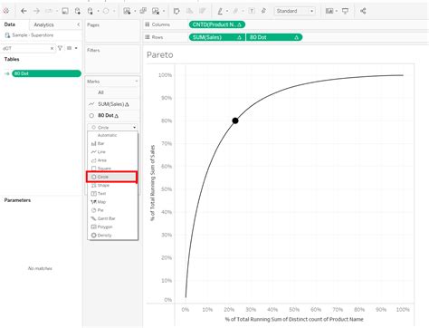 Using Table Calculation To Find A Point On A Pareto Chart The Data School