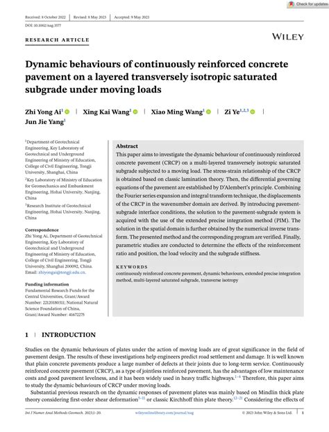 Pdf Dynamic Behaviours Of Continuously Reinforced Concrete Pavement On A Layered Transversely