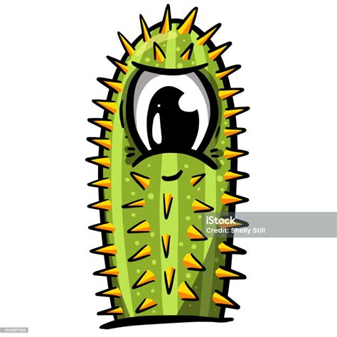 만화 선인장 또는 벡터 일러스트레이션에서 얼굴을 가진 즙이 많은 캐릭터 0명에 대한 스톡 벡터 아트 및 기타 이미지 0명 건조한 귀여운 Istock
