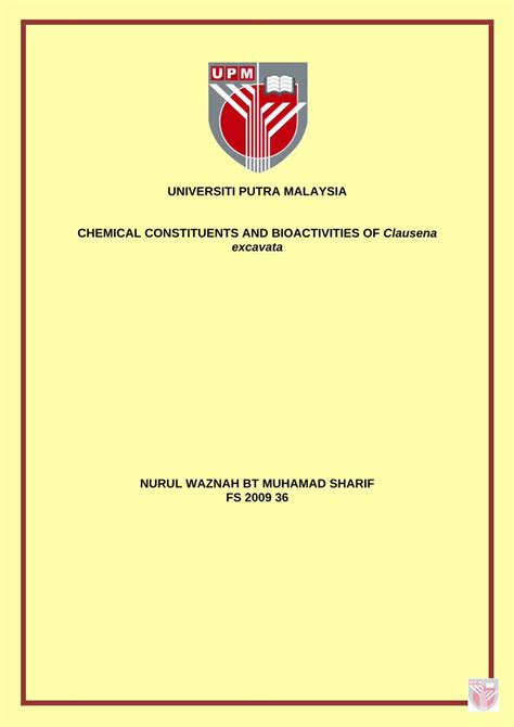 Pdf Chemical Constituents And Bioactivities Of Clausena Psasirupm