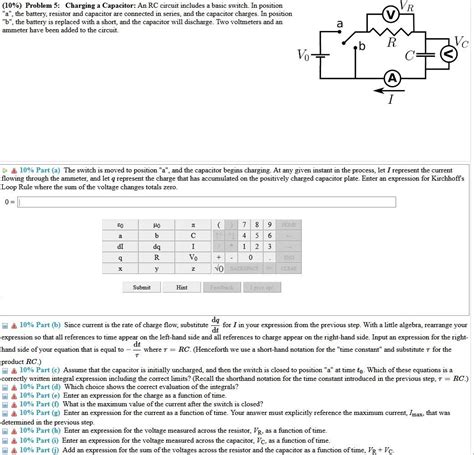 Solved 10 Problem 5 Charging A Capacitor An RC Circuit Chegg