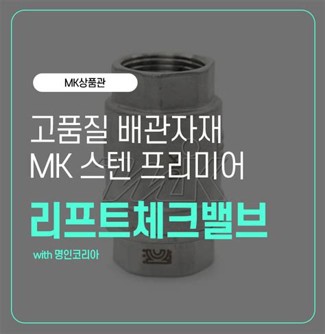 명인코리아 Mk 스텐 프리미어 리프트체크밸브 네이버 블로그