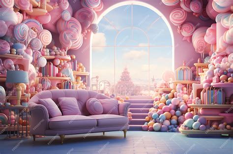 Premium Photo Backdrop Of Candyland Room Candy Shelves Giant