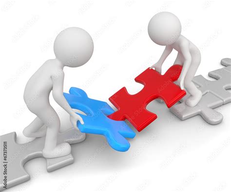 zwei Männchen zusammenarbeit puzzle Stock Illustration Adobe Stock