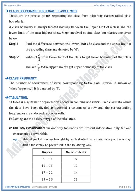 Adamjee Coaching Information Handling Definitions And Formulae