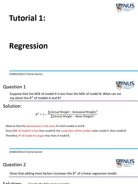1regression sol pdf mean squared error regression analysis