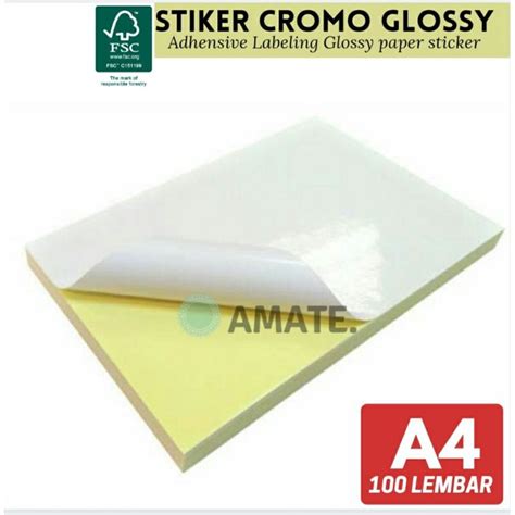 Jual Kertas Sticker Cromo Glossy A Isi Lembar Kertas Stiker Labeling Kilap Shopee Indonesia