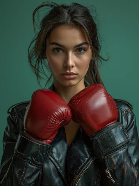 Premium Photo Fierce And Focused Female Boxer