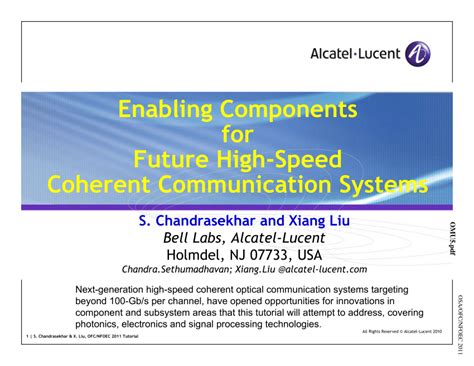 Pdf Enabling Components For Future High Speed Coherent Communication
