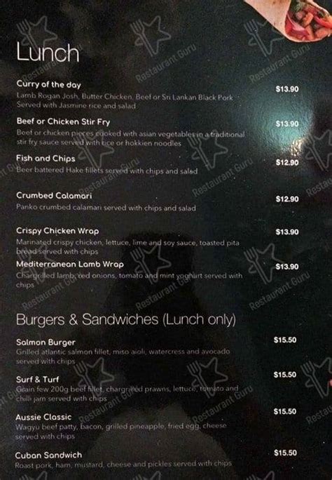 Menu At Clayton Rsl Restaurant Clayton