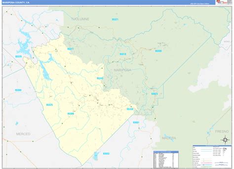Mariposa County Ca Zip Code Wall Map Basic Style By Marketmaps Mapsales