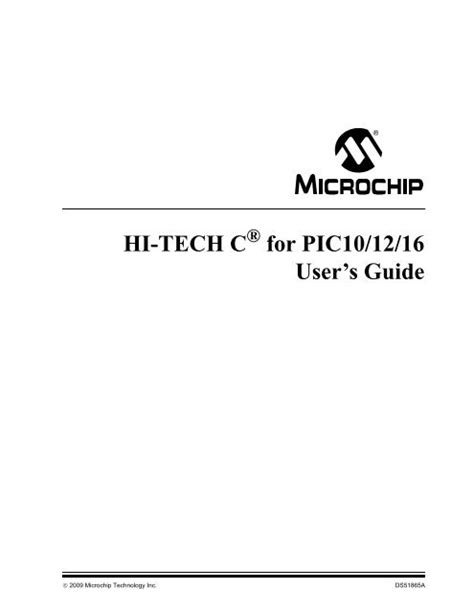 HI TECH C For PIC User S Guide Microchip