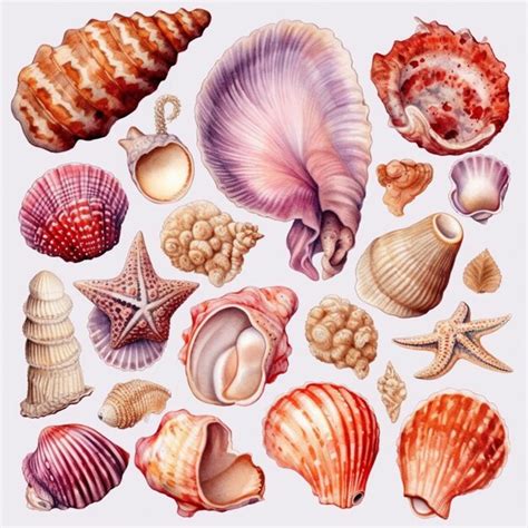 A Close Up Of A Bunch Of Different Types Of Shells Generative Ai Premium Ai Generated Image