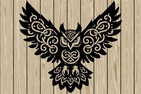 Owl Flying Celtic Stencil Silhouette Svg Graphic By Cosmosfineart