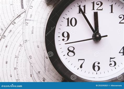 Tachograph Chart And Pencil For Recording The Time And Mileage Of A Truck Route Driver And