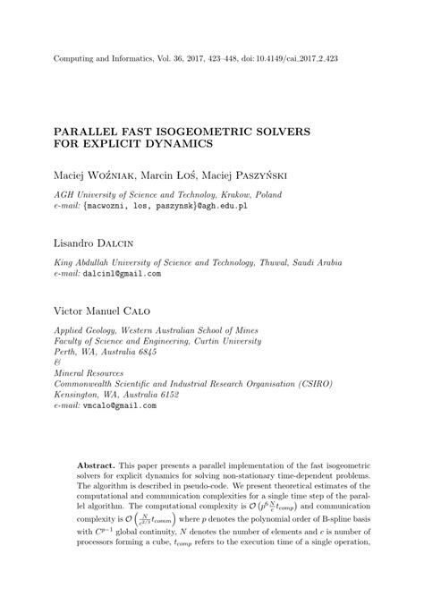 Pdf Parallel Fast Isogeometric Solvers For Explicit Dynamics