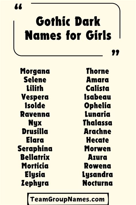 350 Gothic Girl Names Beautiful Dark And Mysterious