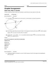 Geometry Unit Test Circles Relationships Inscribed Course Hero