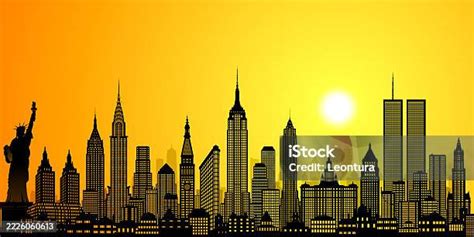 Twin Towers And New York City Skyline Ilustrasi Stok Unduh Gambar