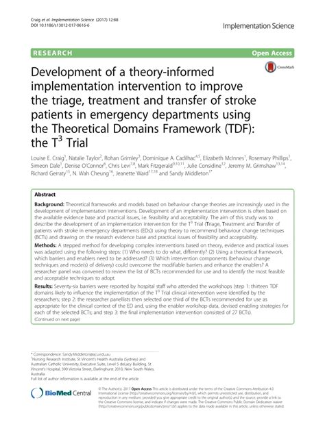 Pdf Development Of A Theory Informed Implementation Intervention To