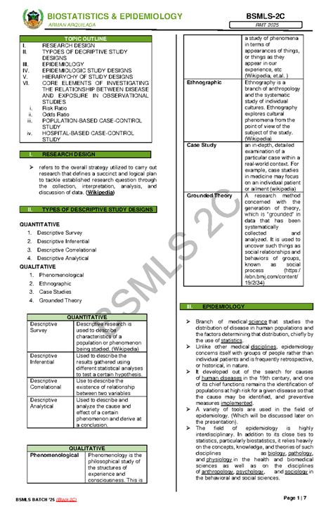 03 Biostat Summary Engineering Management Page 1 7 BIOSTATISTICS EPIDEMIOLOGY ARMAN